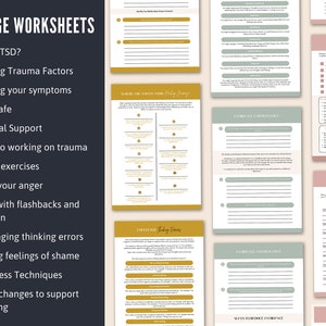Trauma Therapy Worksheets PTSD Workbook Anxiety Relief Mindfulness ...