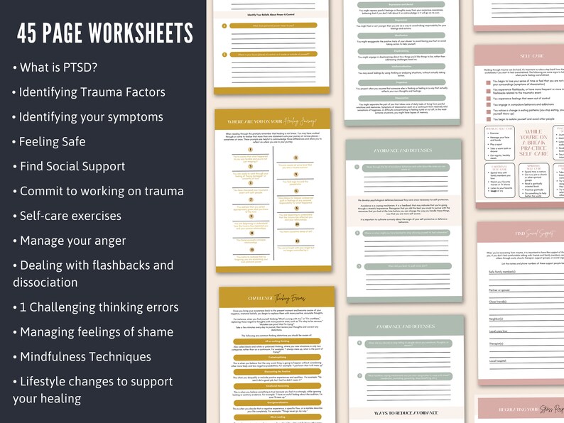 Trauma Therapy Worksheets PTSD Workbook Anxiety Relief - Etsy