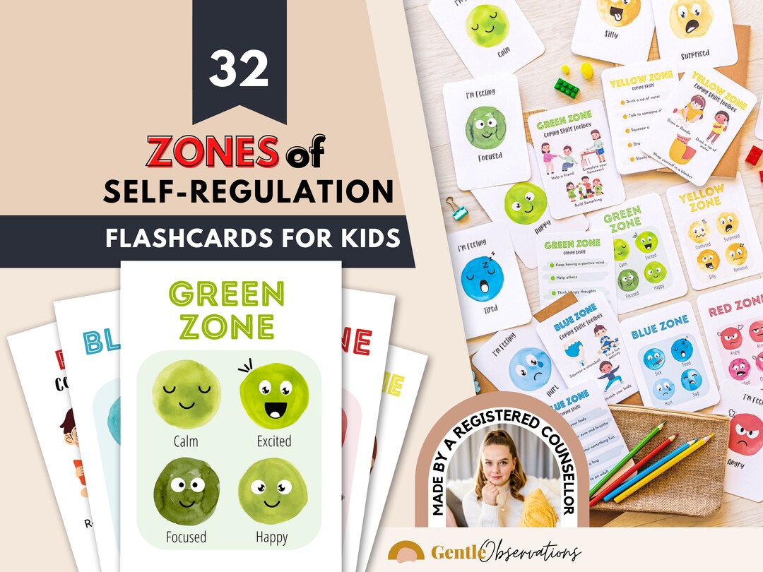 Zones of Self-regulation Coping Skills Cards, Feelings Charts, School ...