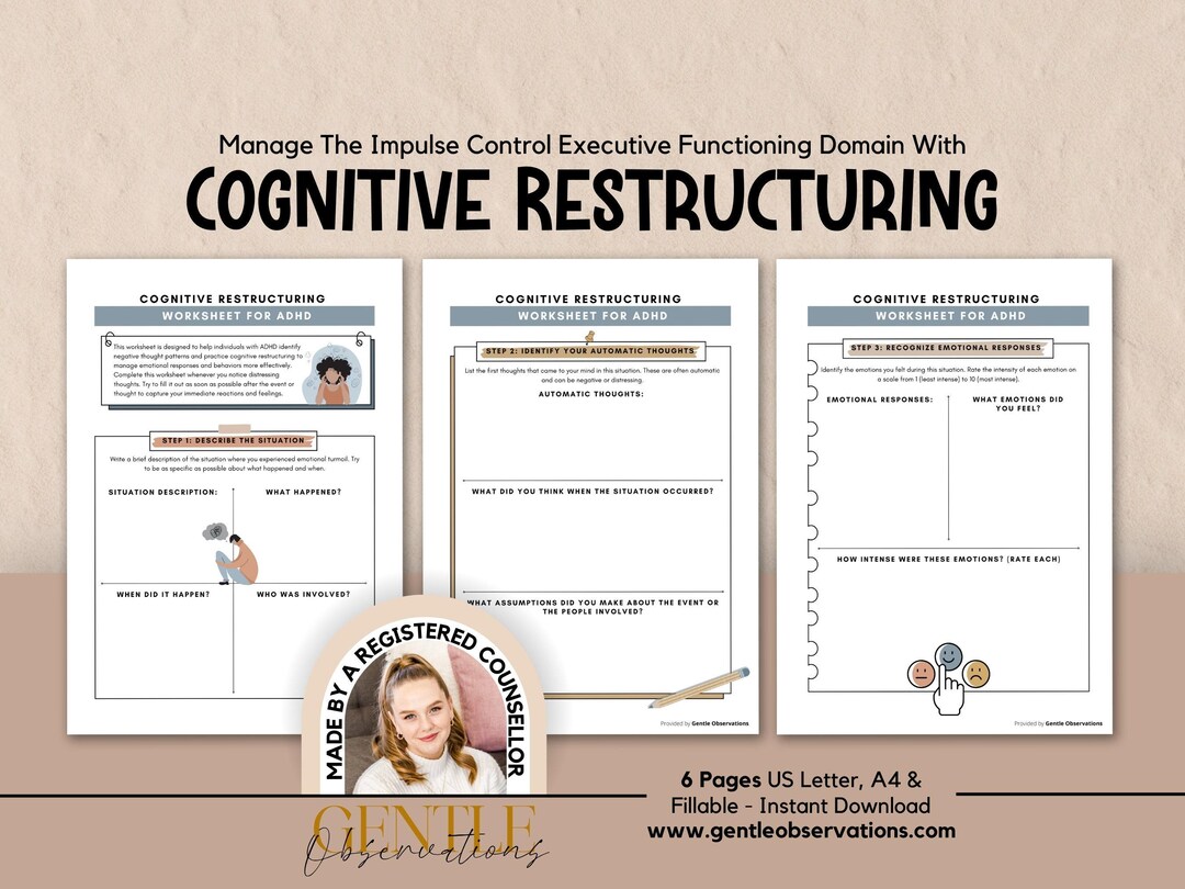 Cognitive Restructuring for ADHD: CBT Worksheets, ADHD for Teens ...