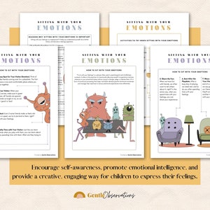 Sitting With Your Emotions Therapy Worksheets for Kids, Self-awareness ...