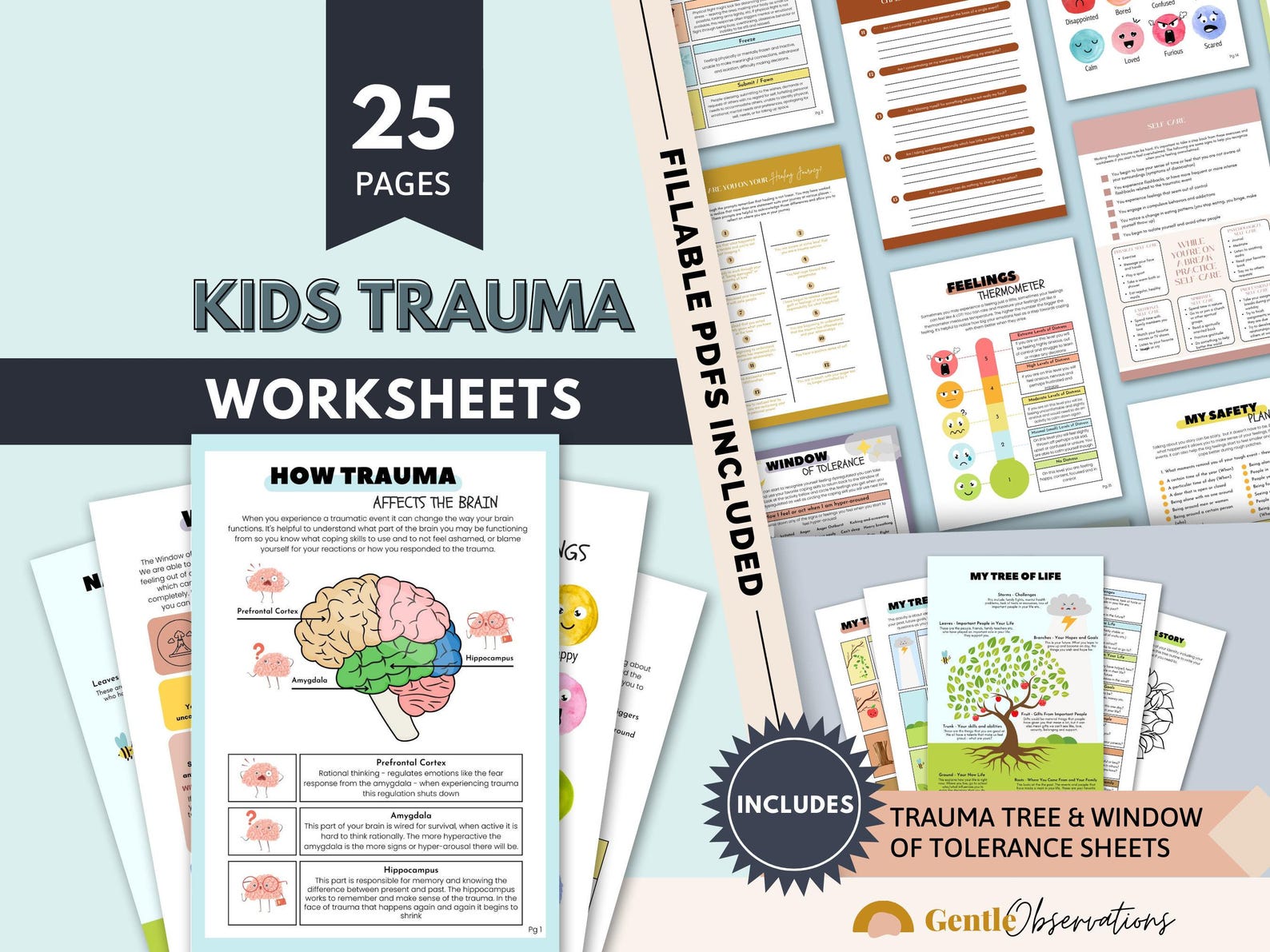Kids Therapy Bundle, Trauma Worksheets for Kids Grief Workbook, Coping ...