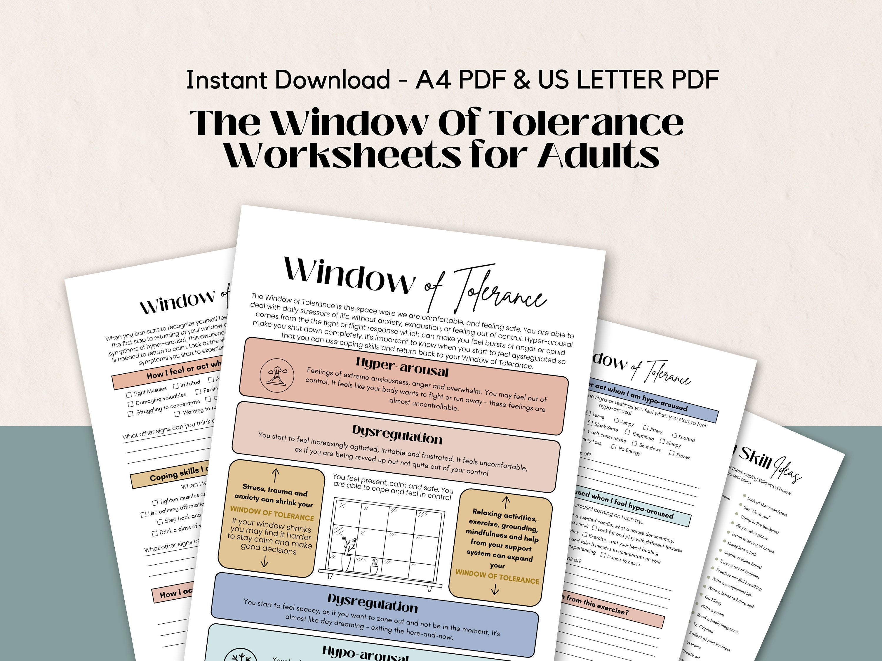 Window of Tolerance Adult Worksheets Trauma Therapy Arousal - Etsy ...