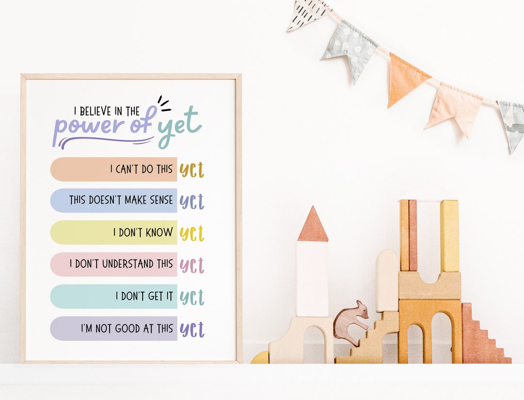 Power of yet Poster, Therapy Office Decor, Growth Mindset, Classroom ...
