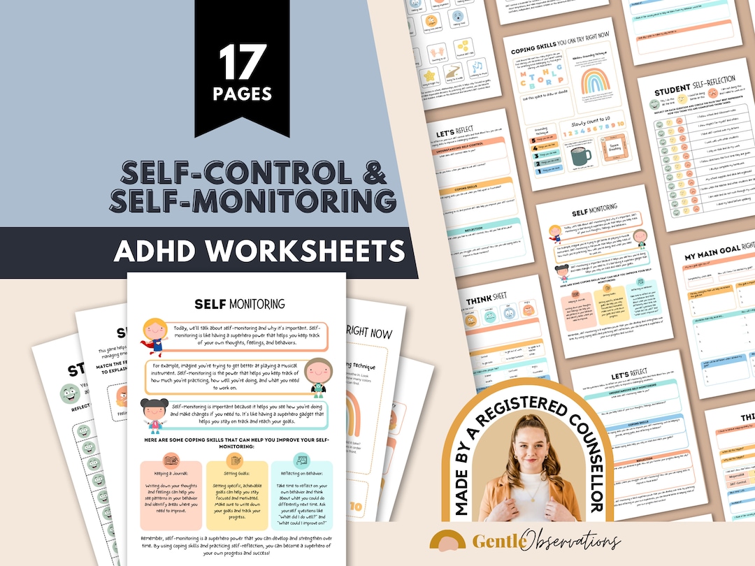 ADHD Worksheets for Kids With ADHD, Emotional Regulation, Self-control ...