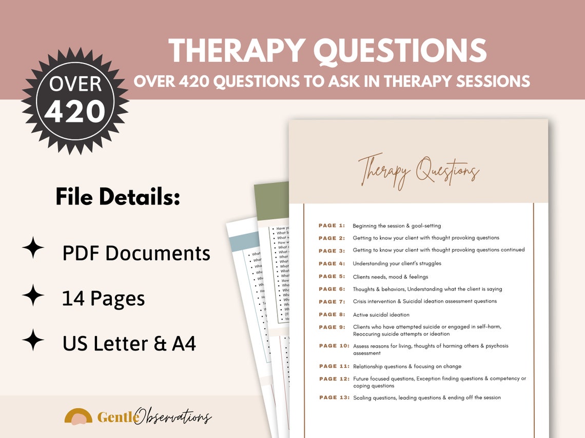 Therapy Questions Counseling Session Questions Open-ended - Etsy