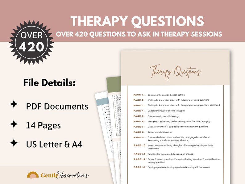 Therapy Questions Counseling Session Questions Open-ended - Etsy