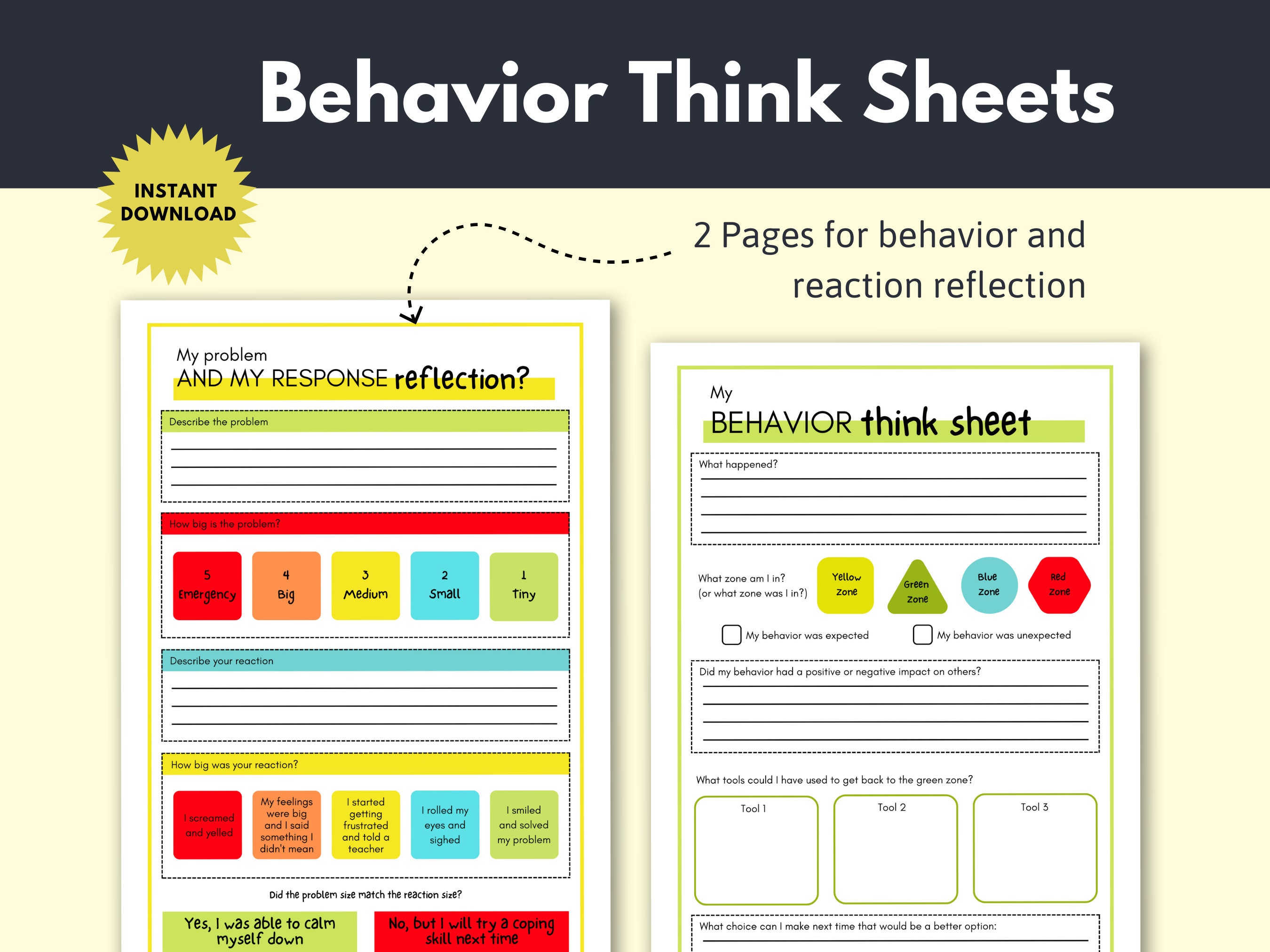 Zones of Self Regulation Worksheets School Counselor - Etsy UK