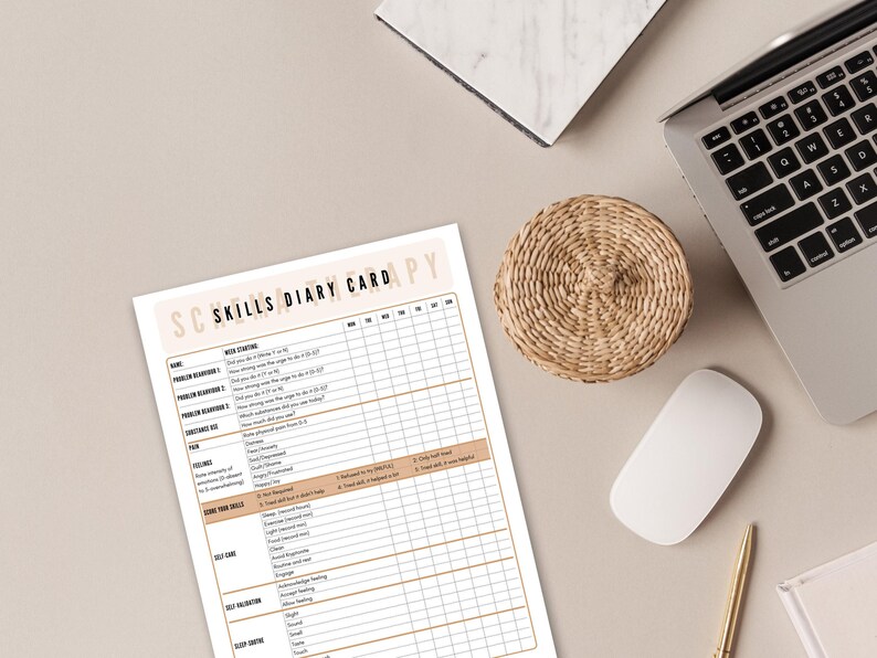 Schema Therapy Diary Cards for Mental Health (coping & Sleep Tracking ...