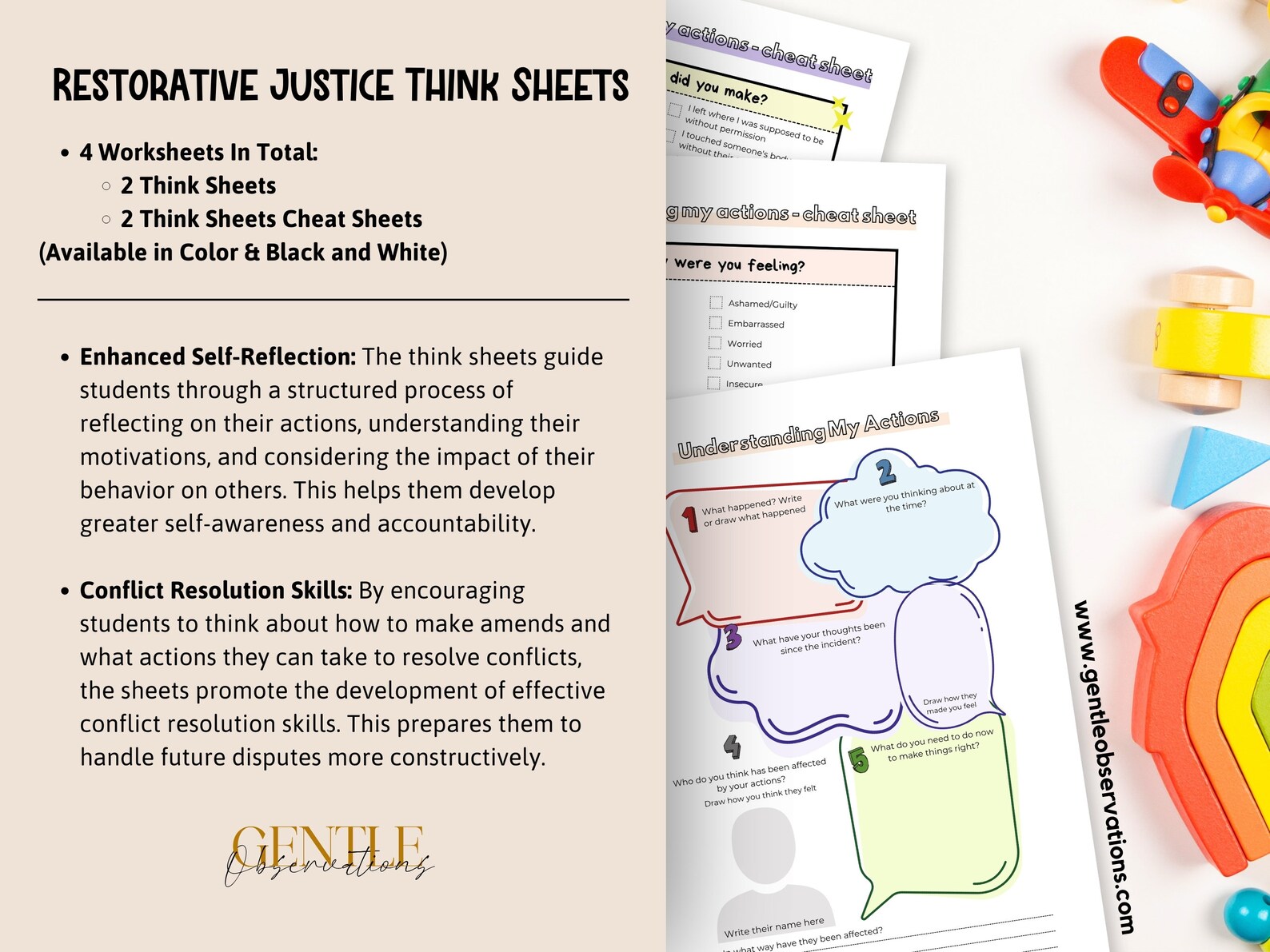 Behavior Analysis Think Sheets for Restorative Justice Circles and ...