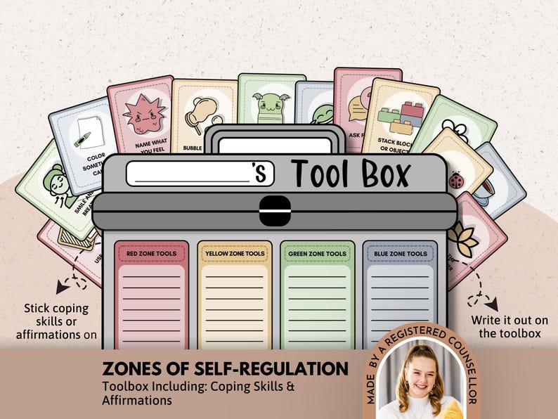 Kids Coping Skills Toolbox, Zones of Regulation, Calming Tools ...
