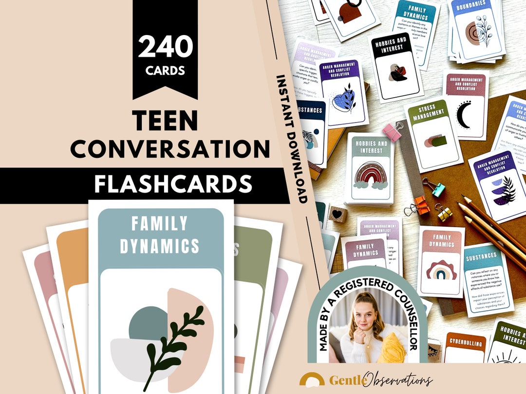 240 Teen Conversation Cards for Counseling Teens, Family Therapy, Teen ...