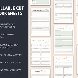 Fillable CBT Worksheets, Therapy Worksheets, Anxiety Relief, Therapy ...