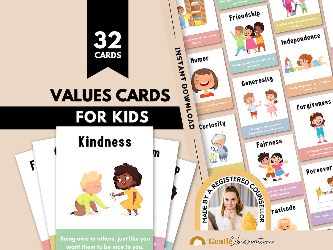 Values Cards for Kids, Acceptance and Commitment Therapy for Kids ...