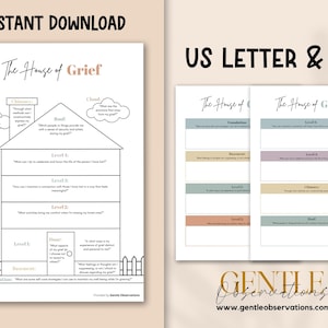 House of Grief Therapy Worksheets for Teens & Adults, Grief and Loss ...