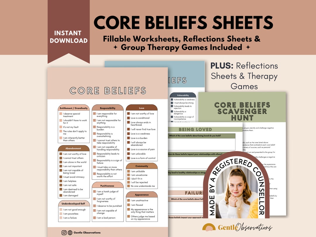 Core Beliefs Sheets, Private Practice Sheets, Emotional Regulation Tool ...