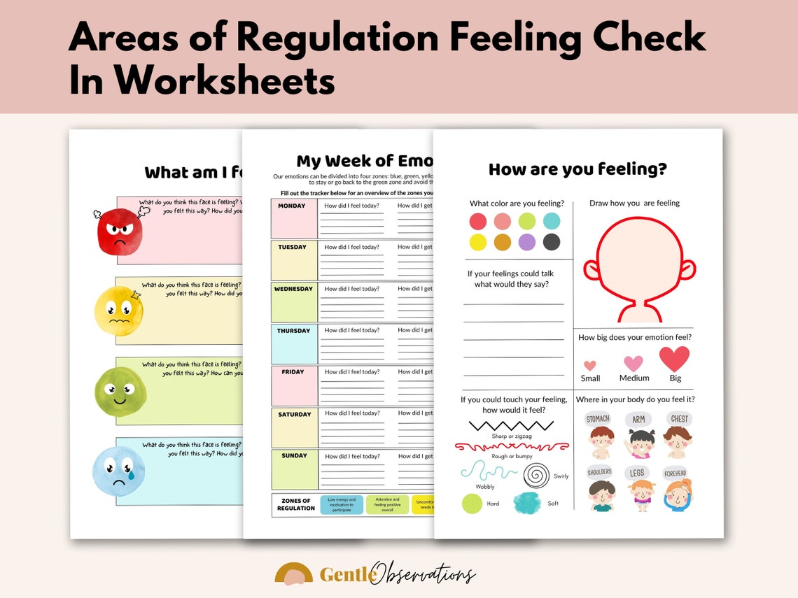 Zones of Self-regulation Feelings Worksheet Emotions Chart - Etsy