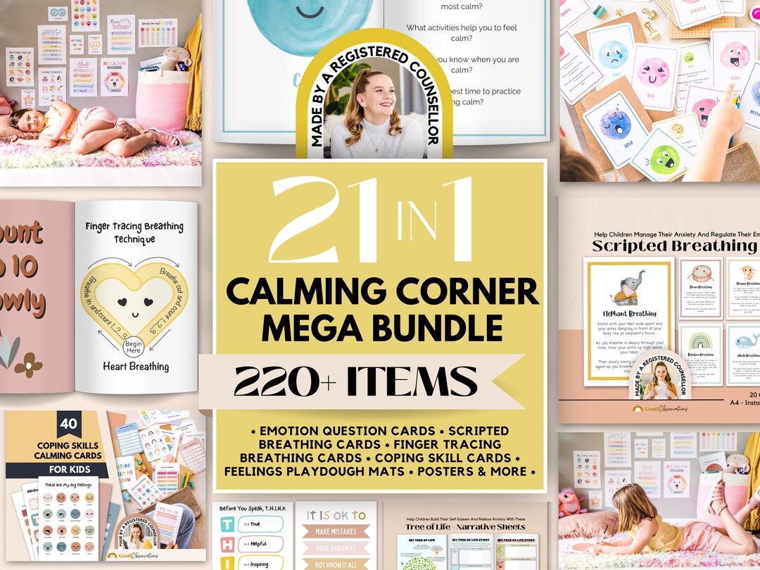 Calm Corner Bundle for Kids Emotional Regulation Worksheets, Coping ...