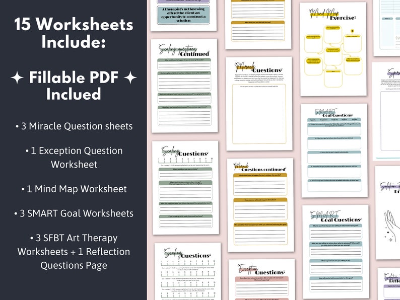 Solution Focused Therapy Fillable Worksheets SFBT Coping - Etsy