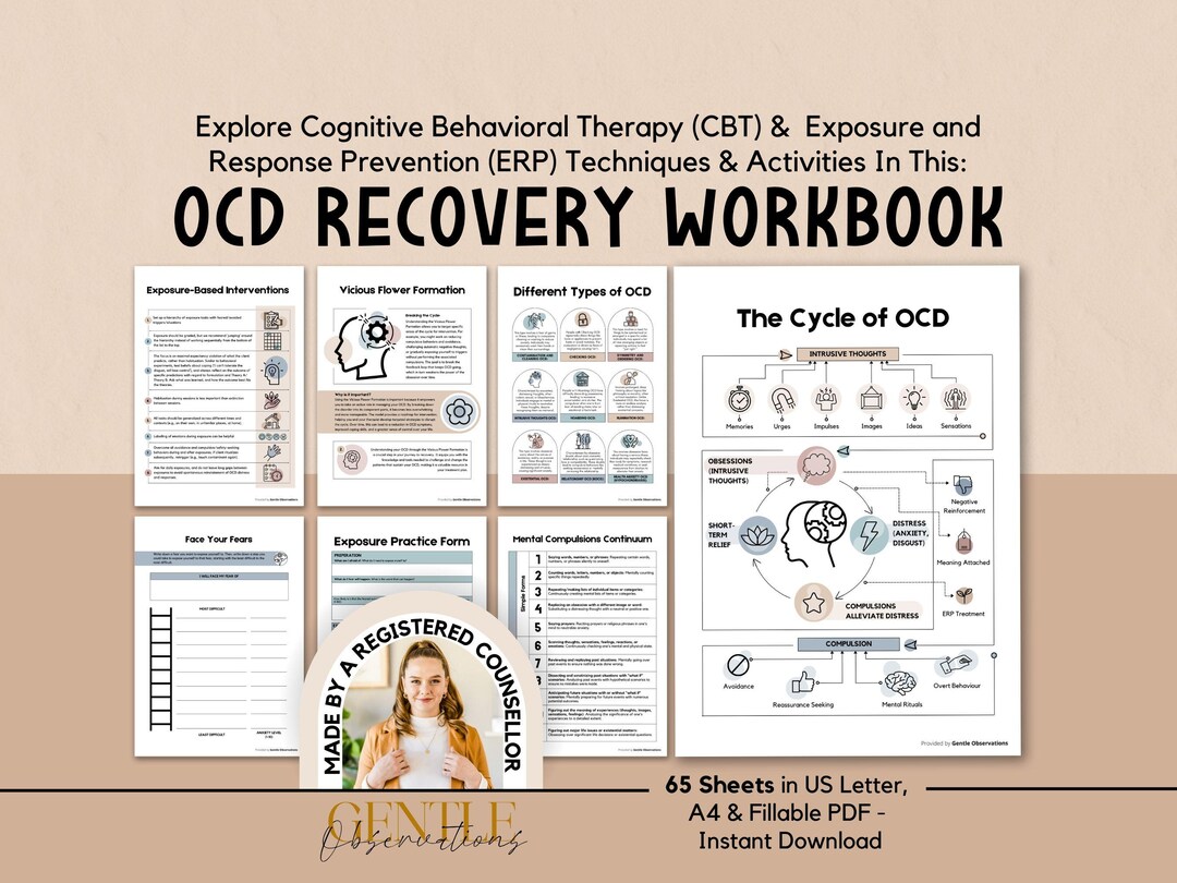 OCD Workbook, Cognitive Behavioral Therapy CBT Worksheets, Exposure and ...