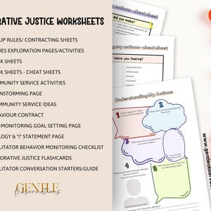 Positive Communication and Restorative Justice Worksheets for School ...