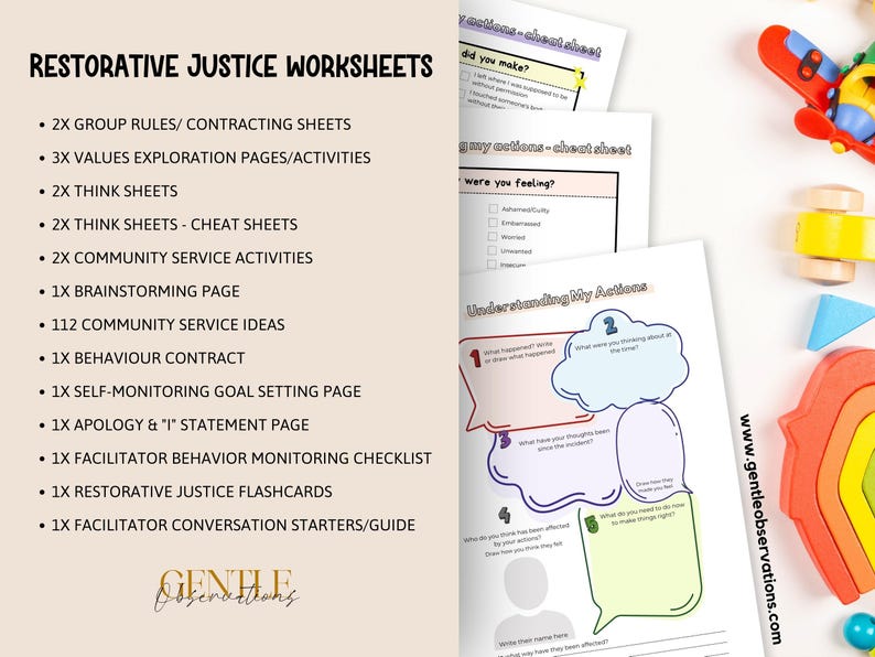 Positive Communication and Restorative Justice Worksheets for School ...