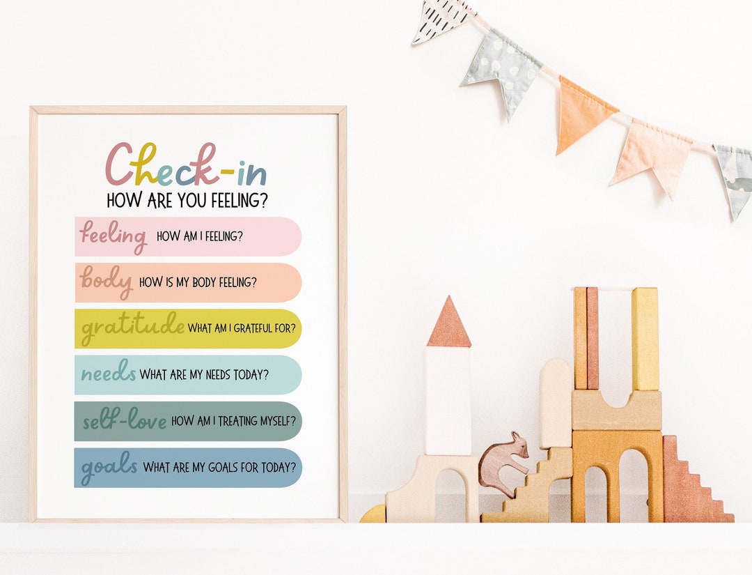 Feelings Check-in Poster, Therapy Office Decor, Social Emotional ...