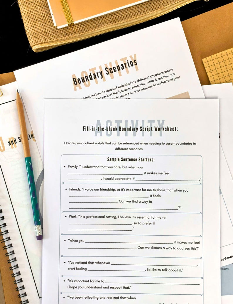 Boundaries Workbook for Teens & Adults, Mental Health Self-care Book ...