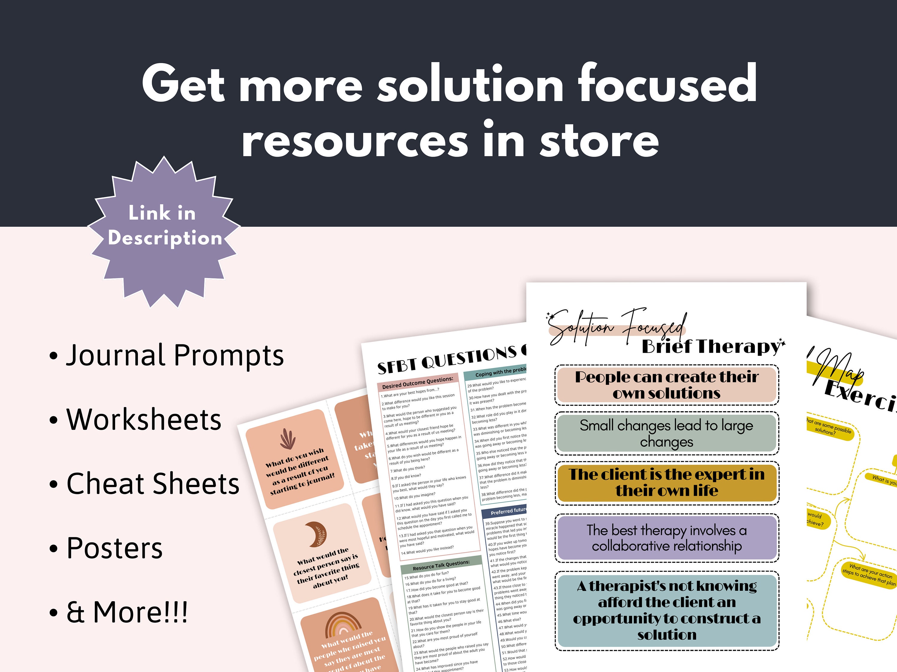 Solution Focused Therapy Questions Cheat Sheet SFBT Worksheet - Etsy