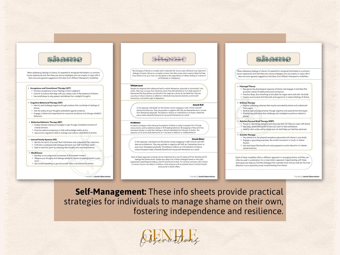 The Compass of Shame Psychoeducational Worksheets Plus 28 Coping Skill ...