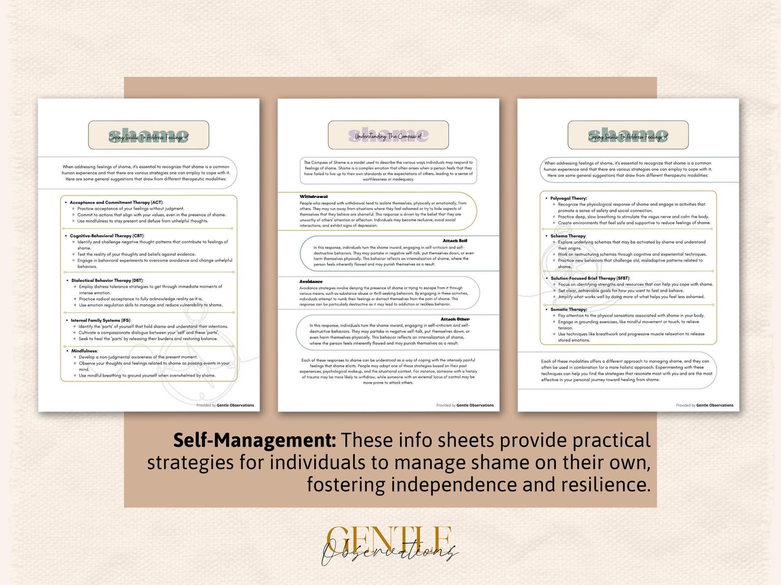 The Compass of Shame Psychoeducational Worksheets Plus 28 Coping Skill ...