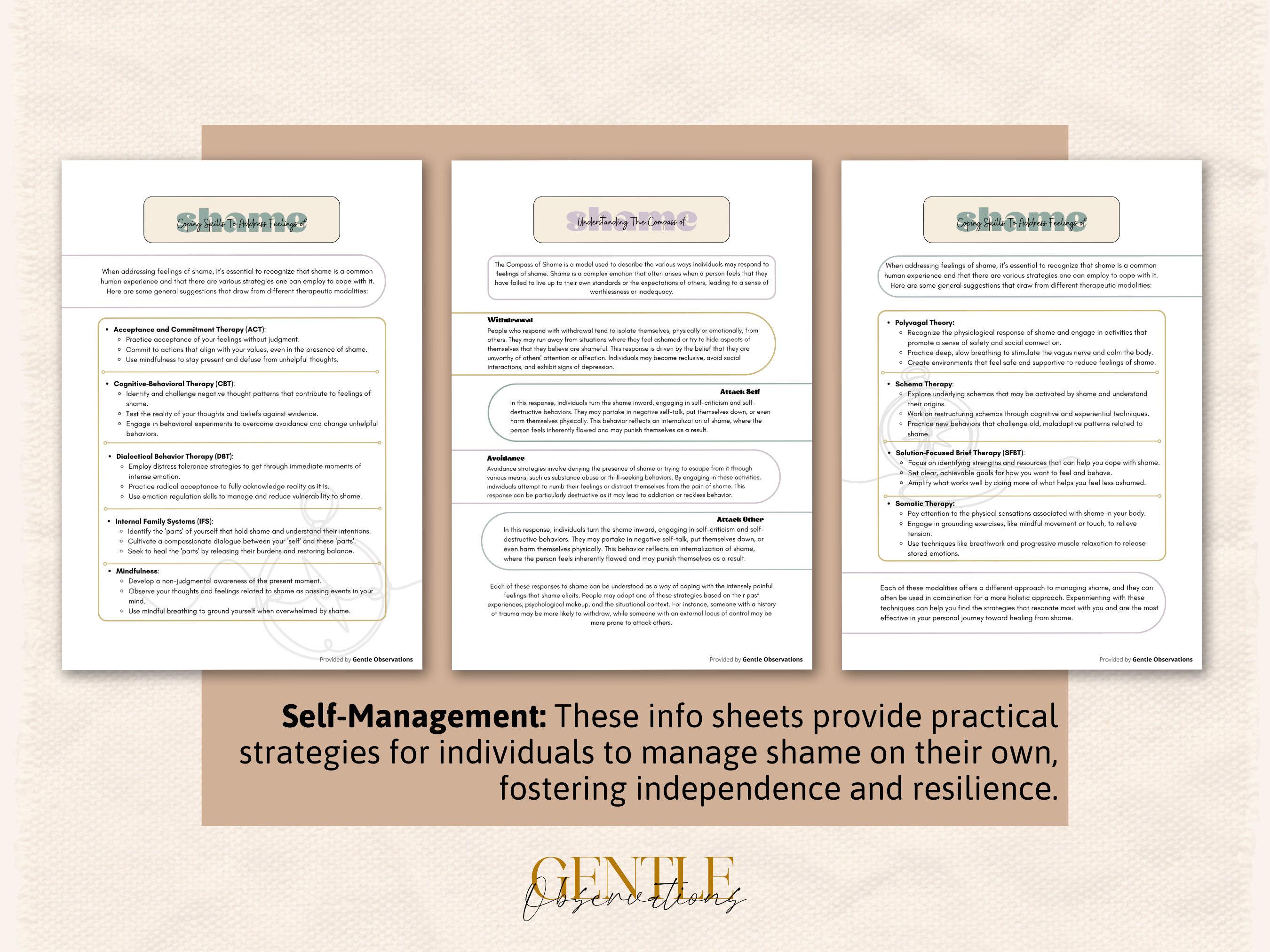 The Compass of Shame Psychoeducational Worksheets Plus 28 Coping Skill ...