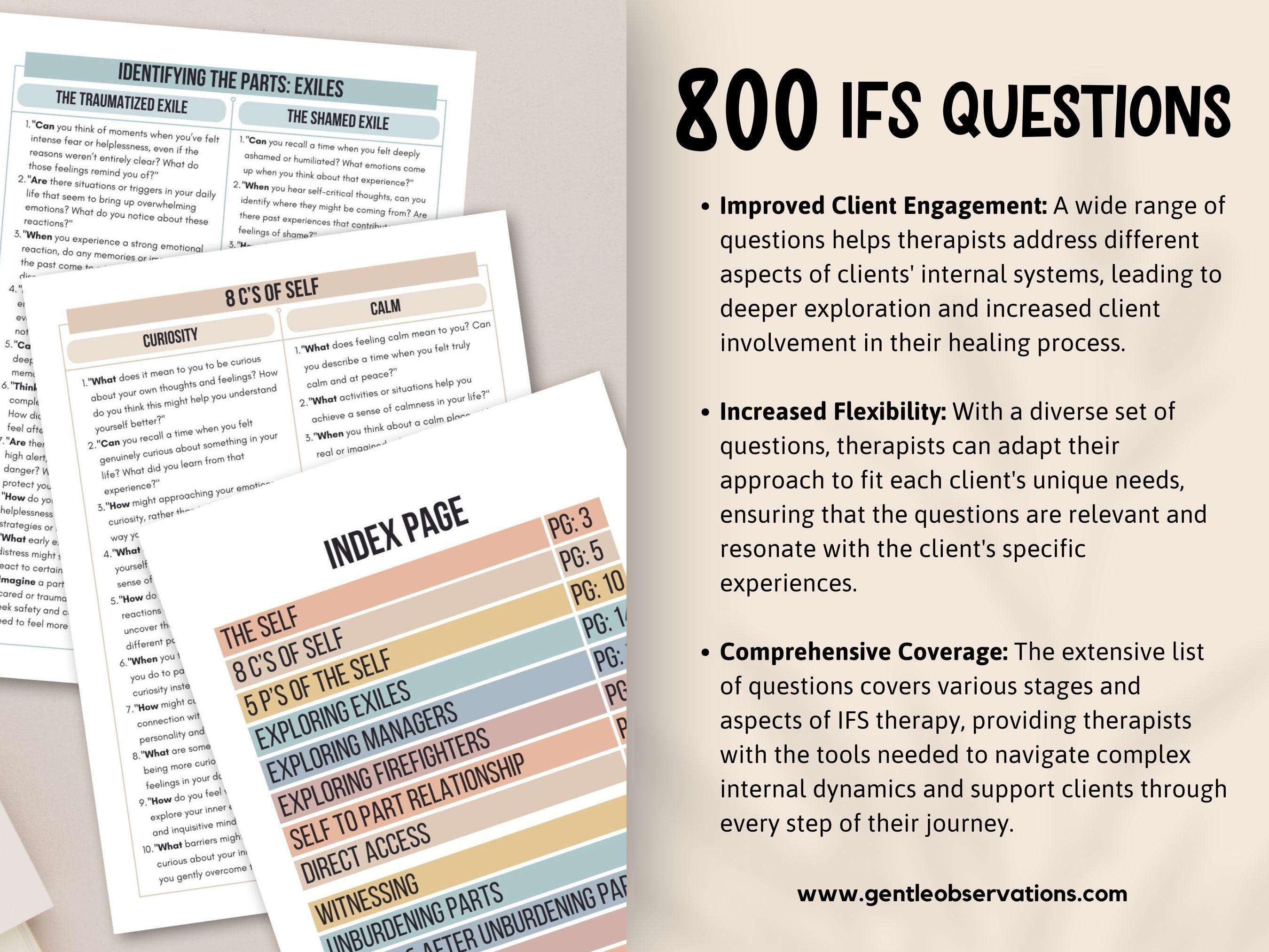 IFS Questions Cheat Sheet for Therapists, IFS Parts Work Therapy ...