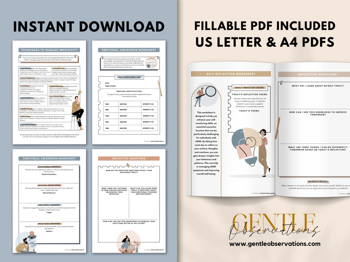 Self-monitoring Executive Functioning Worksheets for Teens & Adults ...