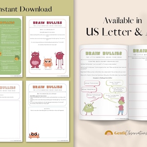 Brain Bullies CBT Worksheets for Kids, Automatic Negative Thoughts ...