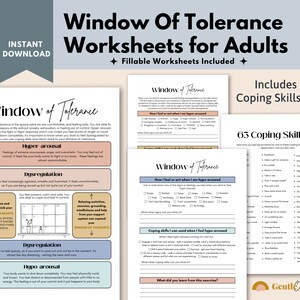 DBT Resource Bundle for Therapists, Window of Tolerance Trauma Sheets ...