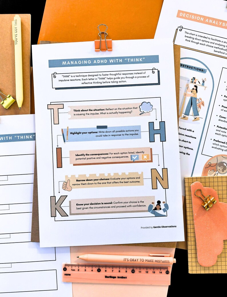 Impulse Control Worksheets for ADHD Teens & Adults: Executive ...