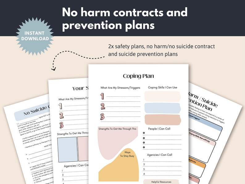 Crisis Safety Plan, Counseling Worksheets, PTSD Trauma Triggers ...