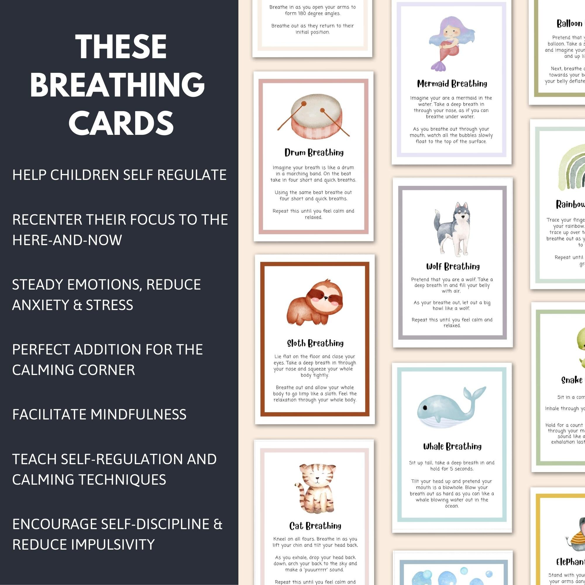 Scripted Mindfulness Breathing Cards for Kids Anxiety Relief - Etsy