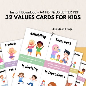 Values Cards for Kids, Acceptance and Commitment Therapy for Kids ...