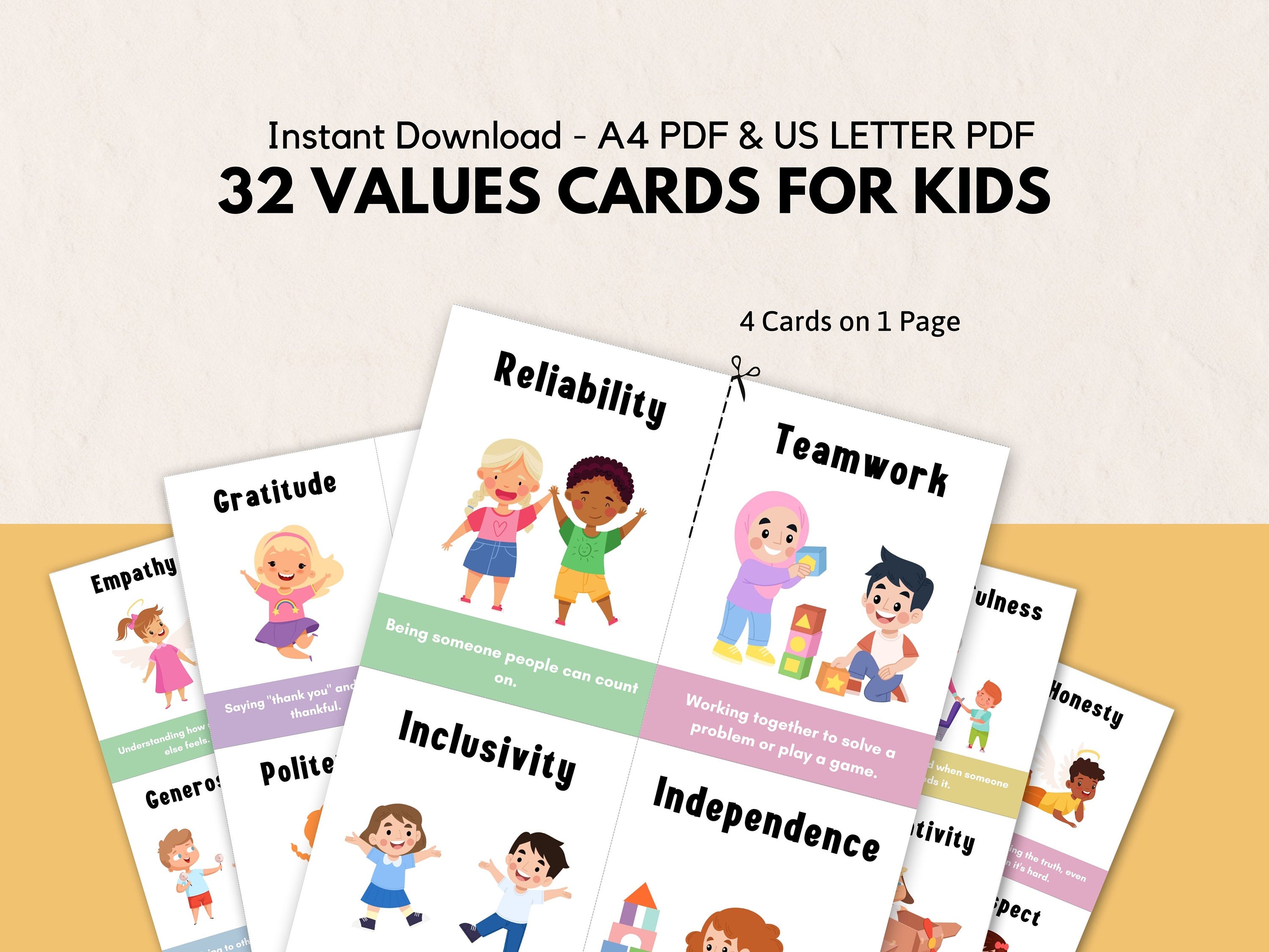 Values Cards for Kids, Acceptance and Commitment Therapy for Kids ...