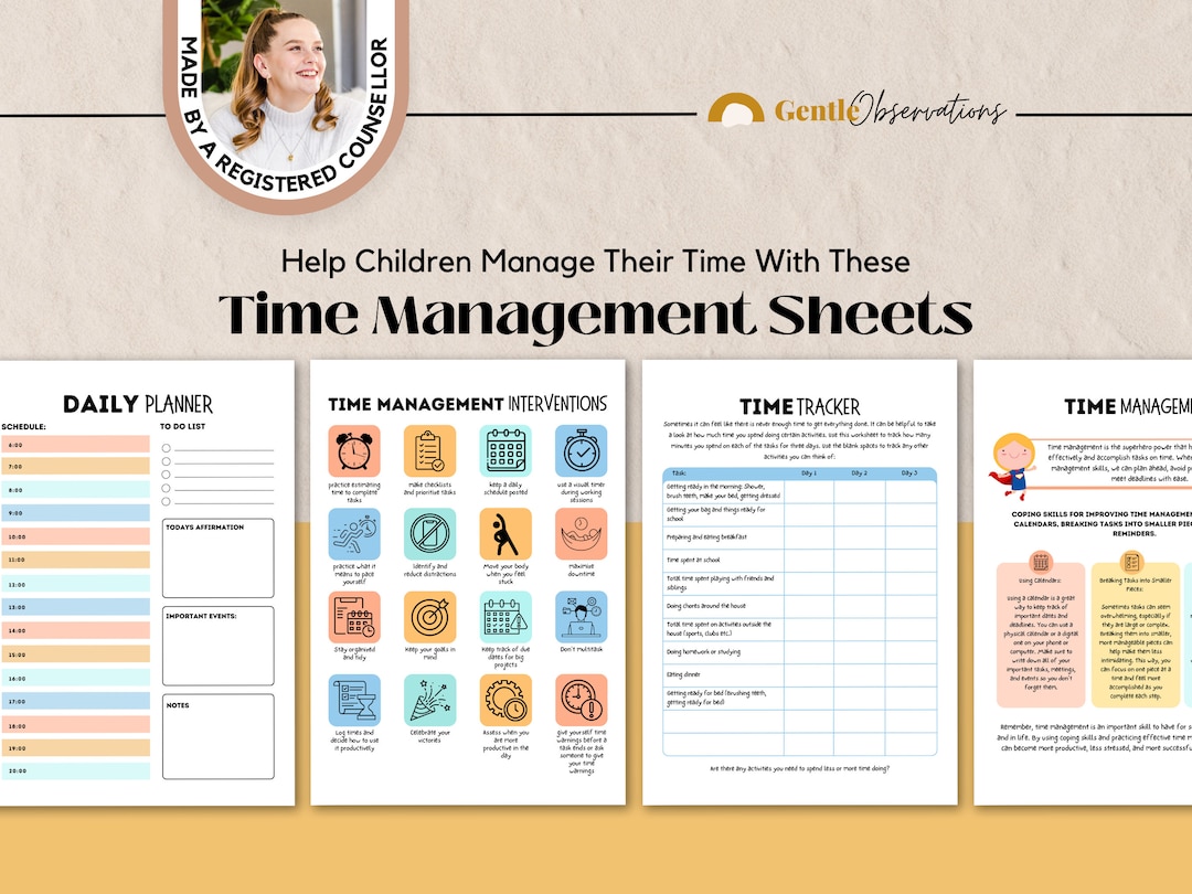 Kids Time Management Worksheets, ADHD Worksheets, ADHD Planner ...