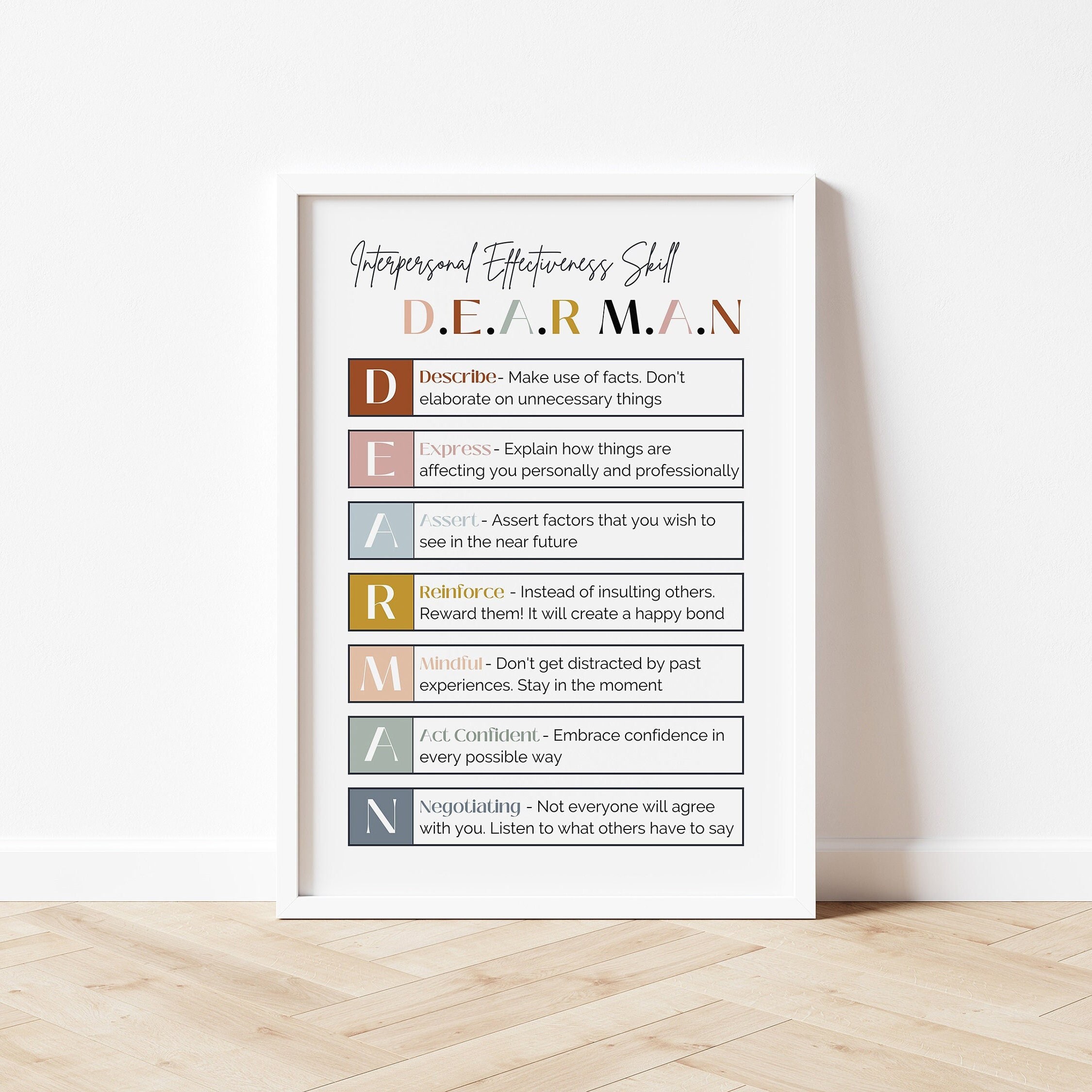 Dialectical Behavior Therapy DEARMAN Coping Skill Poster - Etsy