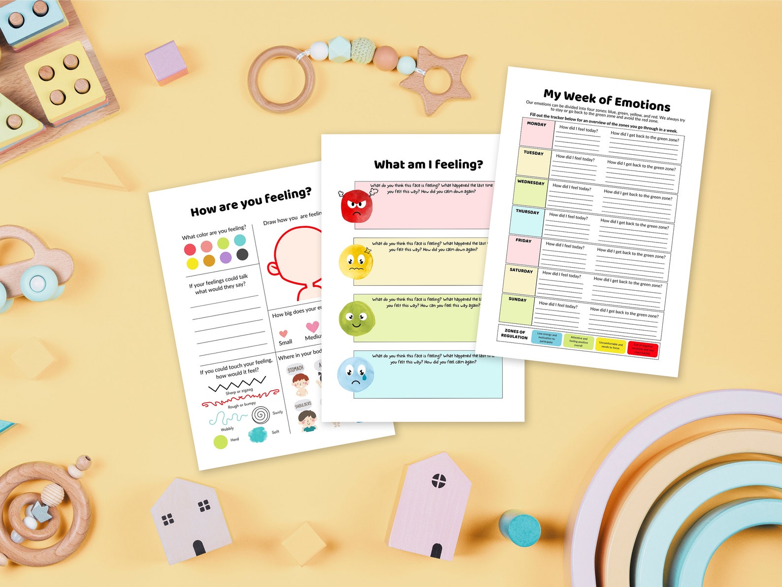 Zones of Self-regulation Feelings Worksheet and Emotions Chart, School ...