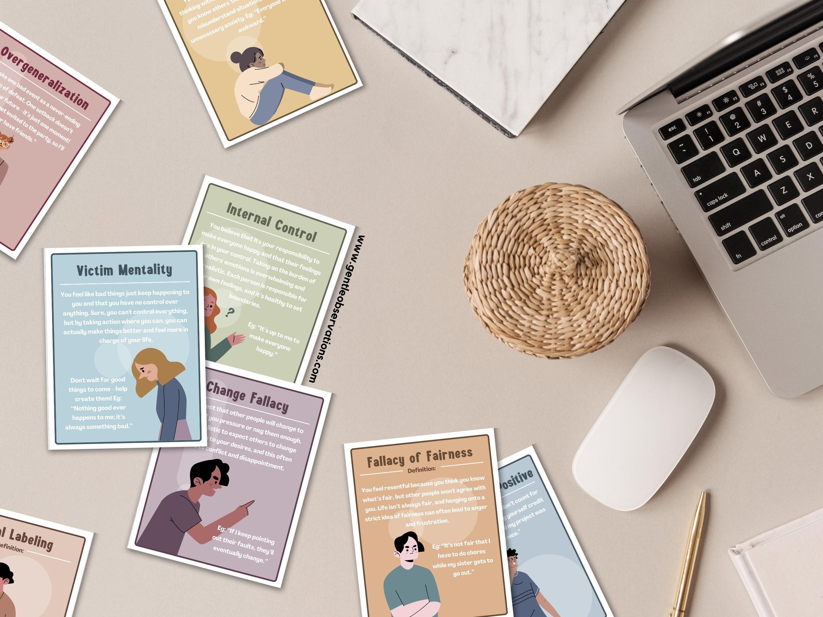 Cognitive Distortion Cards for Teens: CBT Cards, Cognitive Biases ...