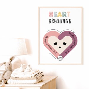 Heart Breathing Mindfulness Poster, Calming Corner Decor (PDF) - Etsy