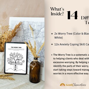 The Worry Tree Worksheets, GAD Anxiety Relief, Challenging Cognitive ...