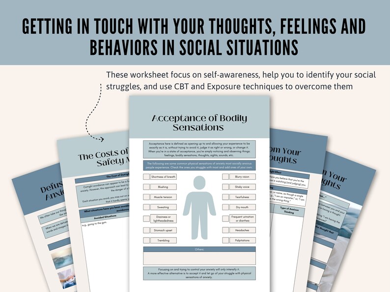 Social Anxiety Workbook Social Anxiety Worksheets for Teens - Etsy