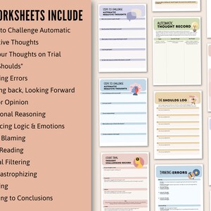 Cognitive Distortion Worksheets, Thinking Errors Flashcards, Unhelpful ...