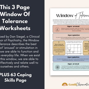 Window of Tolerance, Adult Worksheets, Trauma Therapy, Arousal States ...
